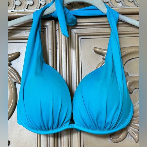Venus Swim Venus Marilyn Underwire Pushup Halter Top Teal Straps